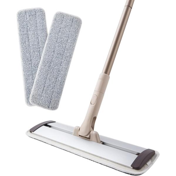 ・「セット詳細」：ハンドル1本、取替用クロス2枚、ヘッド1個。サイズ:34x9x133cm。・「いいデザイン」：ヘッドは特別なスライド式デザイン、4cm以上の狭い空間に深く入れできる。モップヘッドは360度回転できるので、サイドテーブル、ソ...
