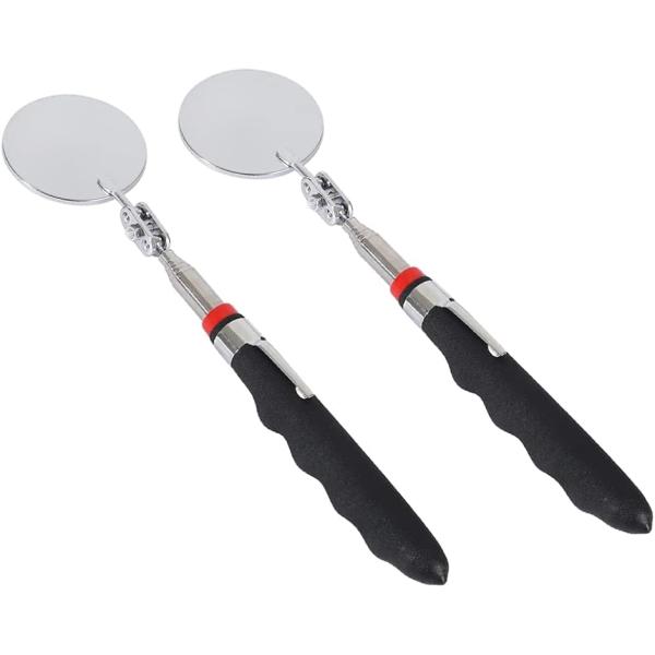 「お得な二本セット」お仕事現場で使う二本セットの検査鏡です。車のエンジン回りのチェックをしたり、コピー機やコンピューターの修理の時など様々な場所で便利に使えます。ご家庭にも備えておけば、高い場所を見るのに便利です。「使いやすい回転する鏡」鏡...