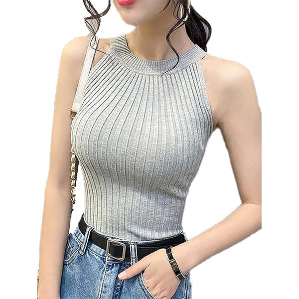 バリエーションコード : 2B4YDV1DHR・メイン素材: ポリエステル・ホルターネックが女性らしく、斜めにカットされたアメリカンスリーブデザインはデコルテラインを綺麗に魅せてくれて、腕周りの細見え効果抜群。・リブ加工のニットは伸縮性に優...