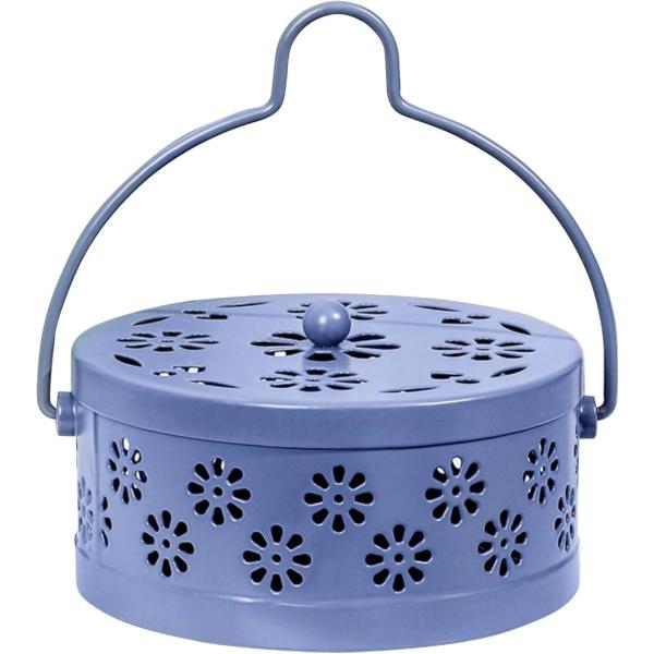 バリエーションコード : 2B4HJJNJWX・カラー：イエロー・ブラック・古銅・ブルー 重量：490g サイズ：15cm x 15cm x 7.5cm(本体のサイズ) 数量：1個・鉄製でどっしりした重さがあり、蓋と取っ手付きのオシャレな蚊...