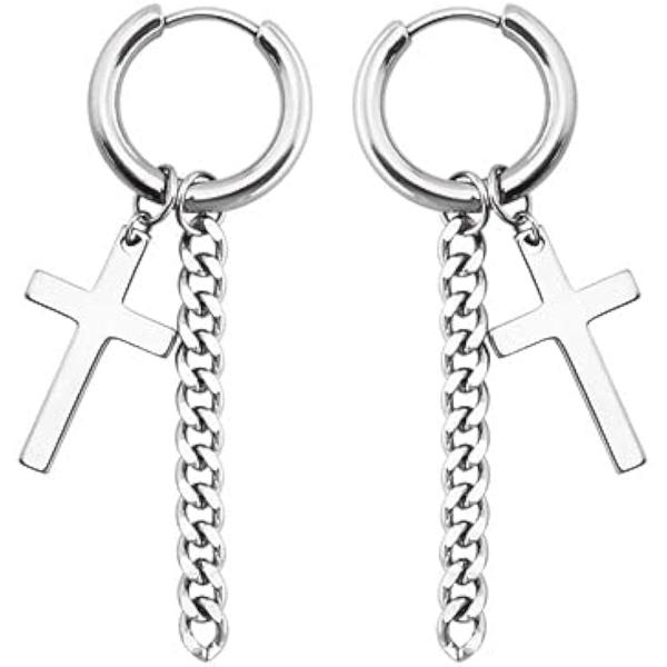 バリエーションコード : 2B4HW9QGSF大人気 クロスデザインピアス。両耳用：2つ入り素材：サージカルステンレスリング内径：約1.2cm全長：約4.5cm