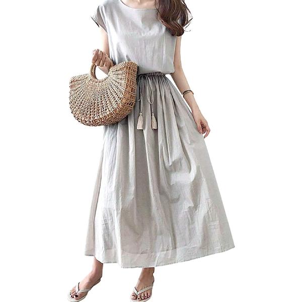 バリエーションコード : 2B8PG0Y1Q6・メイン素材: コットン・素材構成: 65% 綿， 35% ポリエステル・ふんわりナチュラルな風合いが特徴の薄手の綿素材を使用したワンピースです。・ウエストには可愛いタッセルリボンを用いており、...