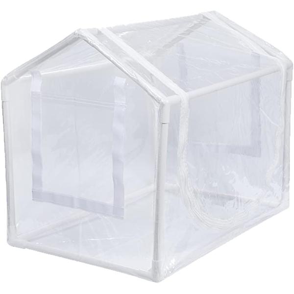 ・「商品仕様」サイズ：長さ60cm 幅40cm 高さ50cm パイプ直径：16mm 重さ：約1kg フレーム素材：ストレート塩ビ管 カバー素材：PVCクリスタルフィルム（クリア）・ビニールハウス温室は透明PVCで覆われており、十分な日光を与...