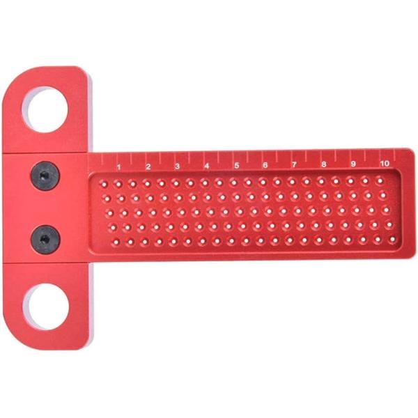 ・木材に平行な直線を描くことができるT型直角定規です。・1mm間隔で穴が開いており、ミリ単位で平行な直線をいくつも引くことができます。ペンやマーカーなどを直接穴に挿入したまま定規を動かすことで直線でマーキングができます。作業効率を向上させ、...