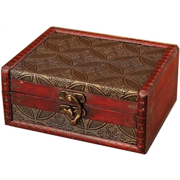 バリエーションコード : 2B60JSI1YL・銅銭柄が上品なアンティークボックス、1個です。・ブロンズ色の銅銭模様の入った小箱です。引っ掛けて止める簡易ロックです。・落ち着いた模様が入っていることで高級感のある見た目になっています。・サイ...