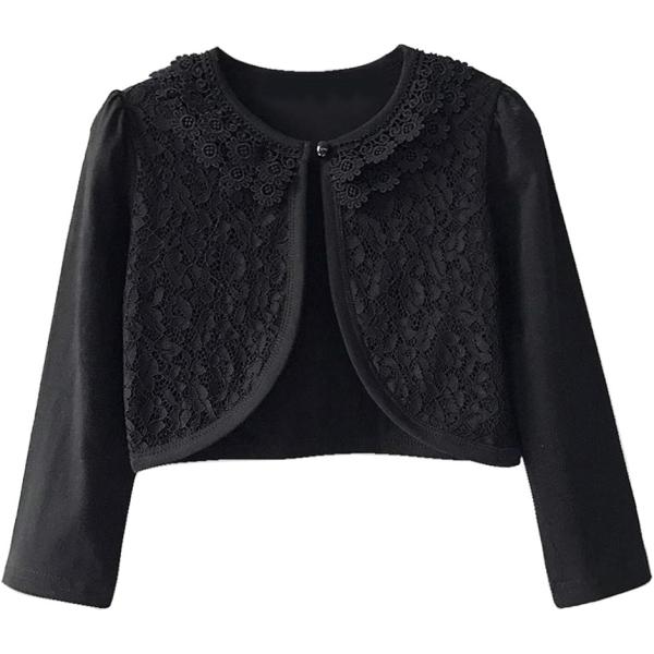 バリエーションコード : 2B8KX4GRW3・素材構成: ポリエステル、綿・羽織るだけできちんとフォーマルスタイル。可愛いキッズ用ボレロ（カーディガン）です。ベーシックな花柄レースと上品な印象のビジューレースの２タイプデザインからお選びい...