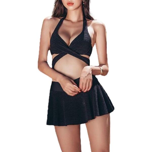 バリエーションコード : 2B6L8FHWGV・素材構成: 100% ポリエステル・スタイリッシュなクロスデザインとミニスカートが可愛いビキニタイプの水着、スイムウエアです。・胸下のクロスデザインが妖美で女性らしい印象に仕上げます。ホルター...