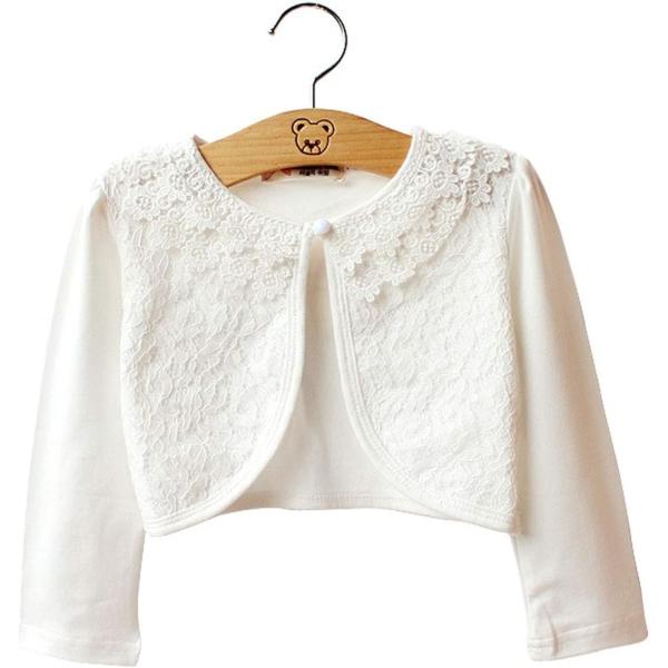 バリエーションコード : 2B8KX4GRW3・素材構成: ポリエステル、綿・羽織るだけできちんとフォーマルスタイル。可愛いキッズ用ボレロ（カーディガン）です。ベーシックな花柄レースと上品な印象のビジューレースの２タイプデザインからお選びい...