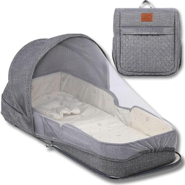 「対象月齢」0〜20ヶ月の赤ちゃん　「重量」約1kg　「カラー」グレー/ベージュ/ブラック　「サイズ」展開時：88cm x 40cm x 16cm、　収納時：42cm x 40cm x 18cm「素材」本体カバー:リネン100%　クッション...