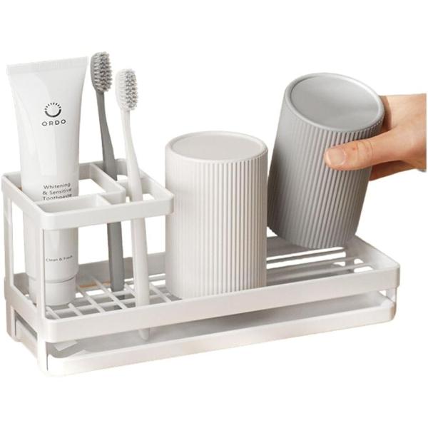 「整理整頓が簡単に」洗面台にぴったりのサイズで、歯ブラシやコップをきれいに収納できます。シンプルなデザインなので、洗面台がすっきりします。これ一つで、使いたいものがすぐに取り出せるので、毎日の朝の準備がスムーズに進みます。「清潔感を保ちやす...