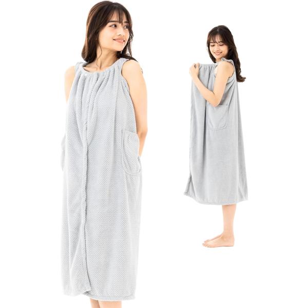 バリエーションコード : 2BUT0TS605・ 「はだけにくく動きやすい」ワンピースタイプの着るバスタオルで、腕を通すのでずり落ちない安心感。ドライヤーで腕を上げたり、赤ちゃんのお世話でしゃがんだりしても気になりにくい長さで、足さばきもス...
