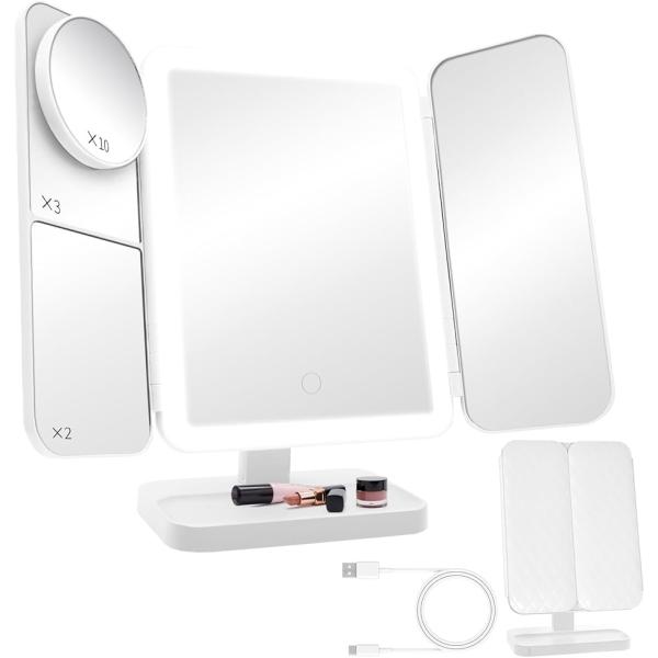 バリエーションコード : 2B935PFD9O「美しく照らすLEDライト」高輝度LEDライトを78個搭載し、電球色・昼光色・昼白色の3色切替に対応。明るさは無段階で調整可能で、どんな照明環境でも最適なメイクが可能です。顔全体を自然に照らし、...