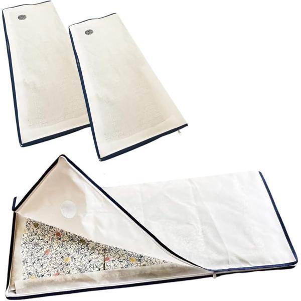 バリエーションコード : 2B98Q84WN1「商品仕様」サイズ/約幅88ｘ奥行39ｘ高さ2cm 本体重量:約90g カラー/ホワイトx藍色 内容/3枚 収納目安(袋1枚あたり)/着物(浴衣)1枚、材質/ポリプロピレン ＊洗えません 生産国...