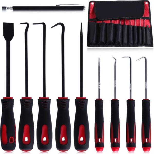 パッケージに含まれるもの: この精密フックツールセットには、1個精密スクレーパー、1個マグネットピックアップツール、4個6.4インチミニフック-フルフック、ストレートピックフック、45度フック、90度フックツール、4個10.2インチロングフ...