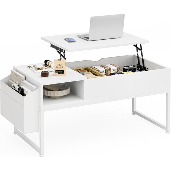 バリエーションコード : 2BUUX4WS9K「商品仕様」サイズ：約幅90x奥行き45x高さ46-59cm 製品重量：約15.5kg 材質：合成樹脂化粧合板（メラミン）＆合金スチール 耐荷重：天板/25kg、棚/15kg、収納袋/15kg ...