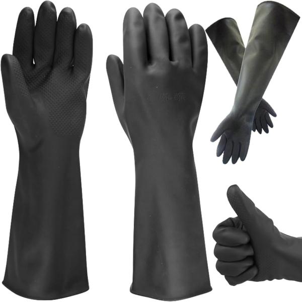 「二の腕までしっかりカバーするロングサイズ」全長60cmで二の腕まで覆うことができ、水作業や冷たい環境での作業でも快適です。手荒れ防止や冷さを軽減できるため長時間の作業でも役立ちます。「厚手で丈夫なゴム素材を使用」厚手で耐久性が高いため破れ...