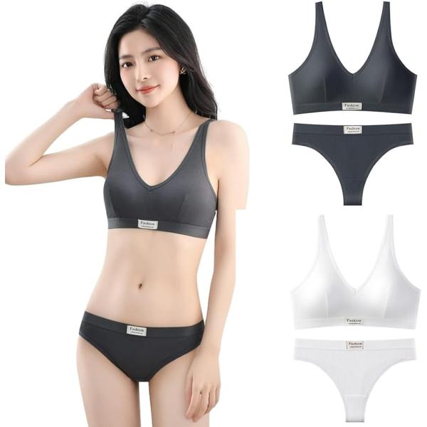 バリエーションコード : 2B9K8LRRU4スポーツブラ、ノンワイヤー、ショーツ、Tバックが揃ったセット。締め付け感のない、軽い着心地で動きやすさを追求しました。ホックありでしっかりフィットしてくれるから、激しい運動中も安心です。運動を楽...