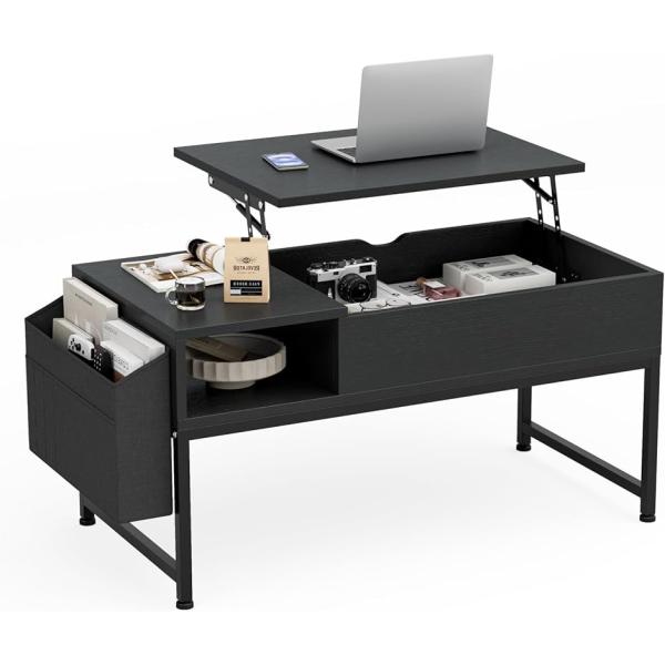 バリエーションコード : 2BUUX4WS9K「商品仕様」サイズ：約幅90x奥行き45x高さ46-59cm 製品重量：約15.5kg 材質：合成樹脂化粧合板（メラミン）＆合金スチール 耐荷重：天板/25kg、棚/15kg、収納袋/15kg ...