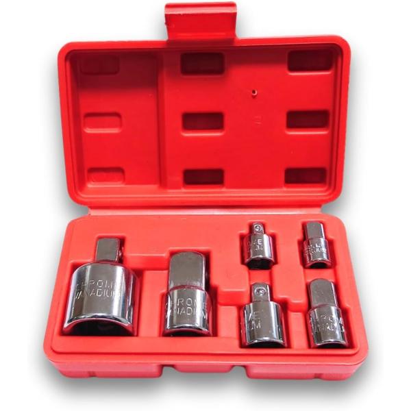 バリエーションコード : 2B9L9KH89Sトルクレンチやインパクトレンチの差込角を変換するソケット変換アダプター6点セットです。ブラックとシルバーの2種類からお選びいただけます。ブラックはクロムモリブデン鋼、シルバーはクロムバナジウム鋼...