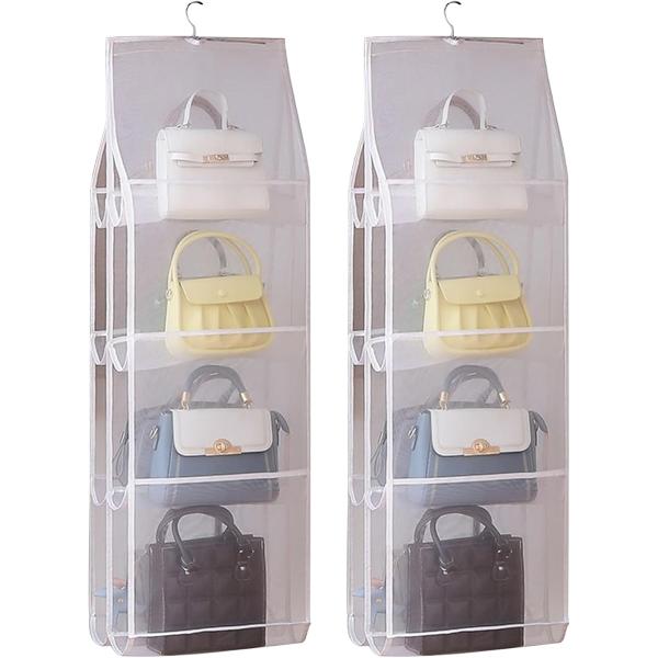 バリエーションコード : 2B93H8FQ40「簡単取り付け・すっきり収納」汚したくない大事なバッグやポーチ、お財布などの収納問題をらくらく解決。クローゼットに吊るして、散らかりやすいバッグをすっきり収納できる便利な収納ホルダー。「優れたデ...