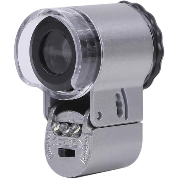 拡大鏡のサイズ：502336mm、重量：35g、材質：光学レンズ、ABS素材、金属部品50倍の拡大率で、対象物を直近で照らすことができ、顕微鏡のような高倍率の効果が得られますLEDライト付きで、暗い場所でも明るく作業できます。紙幣鑑定用の紫...