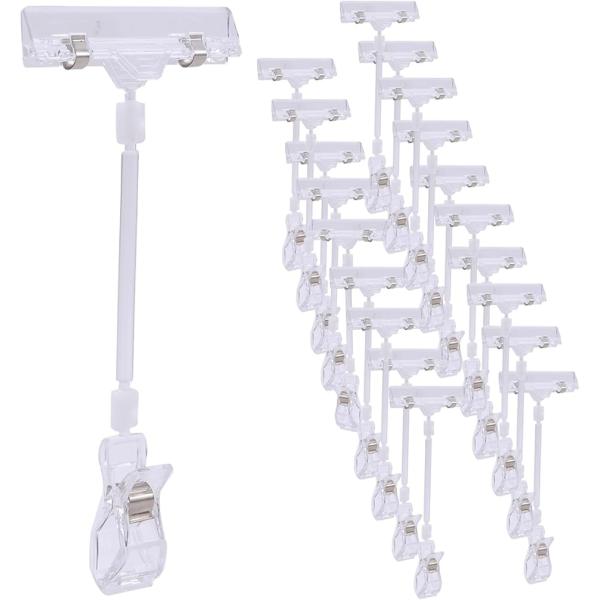 バリエーションコード : 2B4DOHCU98「サイズ」21x8cm Φ25mm対応 「重さ」1個22g 「材質」プラスチック 「色」透明 「セット内容」大型20個POP、案内表示、プライスカードに適したポップクリップ20個セットです。クリ...