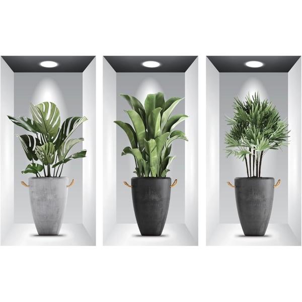 バリエーションコード : 2B9Y4TVW0Iウォールステッカーは、人気の観葉植物の3Dステッカー3枚セット。奥行きのある飾り棚に置かれたリアルなグリーンは奥行きを感じられお部屋を広く見せる視覚効果も期待できます。お部屋を楽しくおしゃれに模...