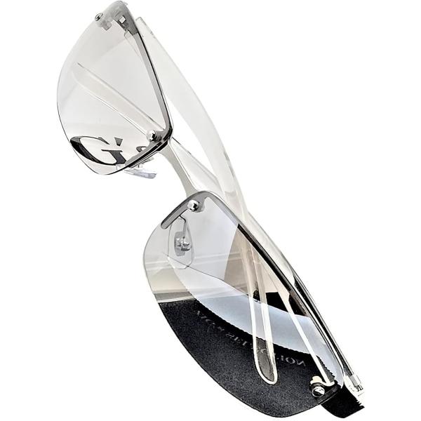 一年中キマル〜春夏秋冬夜もキメル〜昼夜兼用可能ミステリアスでセクシーな、ハーフミラーレンズ女性にもおススメな、スマートなデザインライトカラー(薄い色)〜ライトブラウン(茶)・クリアオリジナルサングラスケース(ハードケース)，レンズクロス付