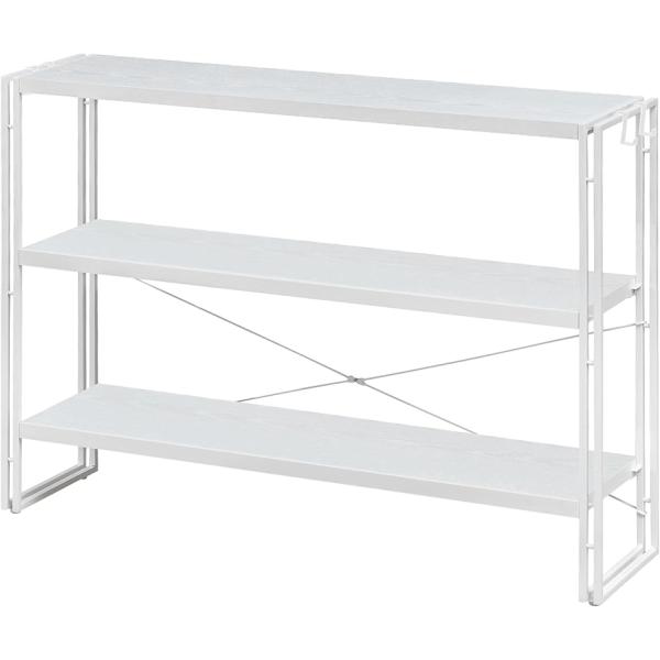 バリエーションコード : 2B244II42W「商品サイズ」幅120x奥行30x高さ88cm。棚板間の高さ：31cm。棚板の厚さ:3cm。耐荷重(約)：棚板各45kg。材質：MDF・スチール。色：ホワイト「選べるサイズ 17種」 ちょっとし...