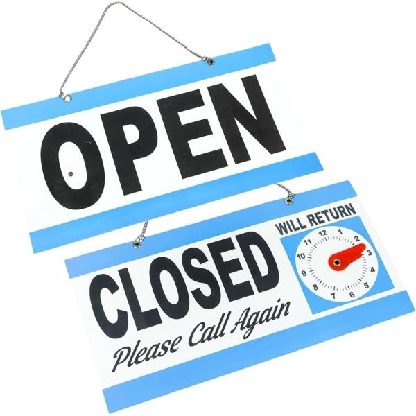 アメリカンテイストOpen-Closedサインプレート両面デザイン。カジュアルダイニング、セレクトショップなどショップの開店、閉店告知サインプレートです。時計版で開店時間をワンビジュアルで分かりやすくお客様に認知していただくことができます。...