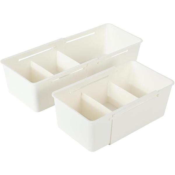 バリエーションコード : 2BJL5VV9G3「使い勝手抜群の伸縮デザイン」収納スペースに合わせて必要なサイズに広げることができる伸縮式収納ボックスです。2枚の仕切り板が付属し、自由に収納スペースを区切って整頓することが出来ます。「多様な場...