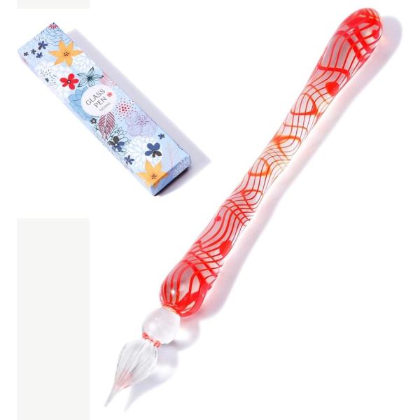 バリエーションコード : 2B9JYLOCYH「セット内容」ガラスペン1本 ・化粧箱「美しいデザイン」tegningからデザイン性に拘ったガラスペンが登場。カラーバリエーションは　レッドとブルーxワインレッド。繊細な波の模様が施されたデザイ...