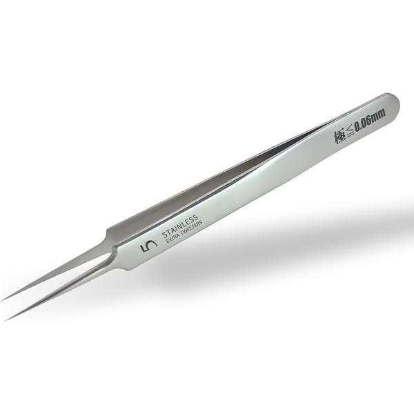 ［超精密極鋭ピンセット］ 先端≦60μ(0.06mm)の精密ピンセットです。プロ仕様でプラモデル、角栓取り、小さなパーツ取りなど様々な用途でぜひご活用ください。［高品質ステンレス採用。］ マルテンサイト系ステンレスを採用し他金属よりも耐食性...