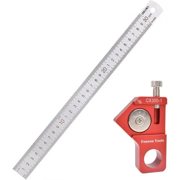 バリエーションコード : 2BJXIR0LIQマグネット付きの木工ケガキ工具と30cm定規のセットです。ネジで定規を固定するだけのシンプル操作で使い方も簡単です。柔らかい金属、木やタイルに一定の角度の直線を簡単に描くことができます。CX30...