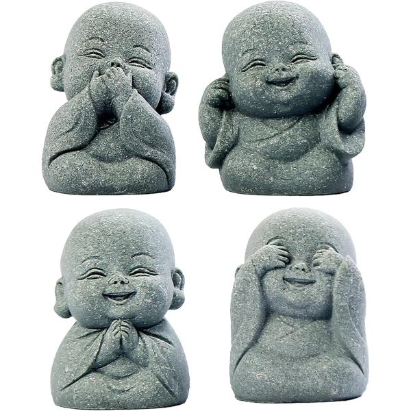バリエーションコード : 2BRF5HLDKY「商品特徴」 思わず笑顔になるような、愛らしい僧侶（小僧）の仏像置物4点セットです。日本の「見ざる・聞かざる・言わざる」の教えにも通じる、ユニークで癒やされるポーズが、ご自宅やオフィスに安らぎと...