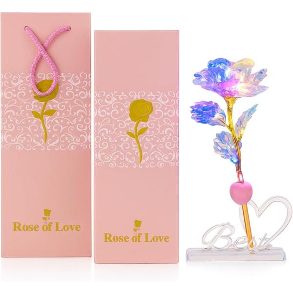 クリスタル様な輝きと金箔が綺麗なクリスタルフラワー。枯れない花、金のばらを再現したクリスタルフラワーのラッピング済みギフトセットです。ライトアップ機能がロマンチックな雰囲気を作り出し特別な日をさらに印象的に演出。飾っている場所を幻想的にライ...