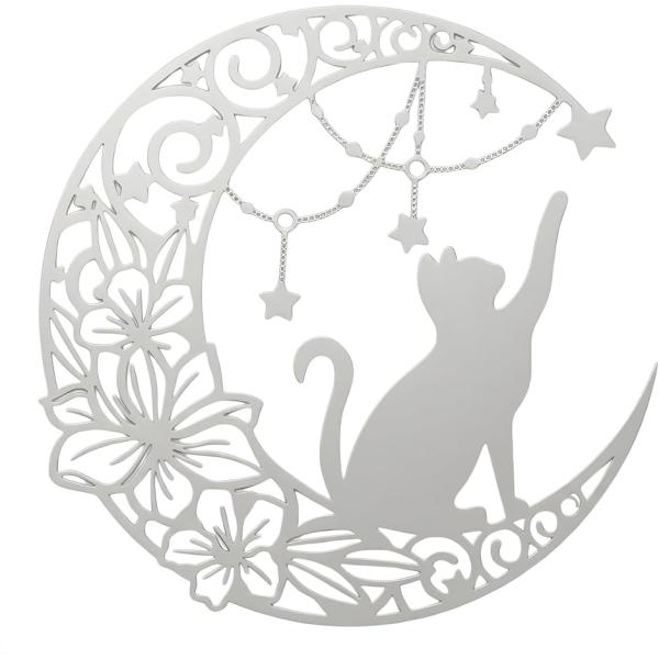バリエーションコード : 2BRPKTLT1C「幻想的な三日月と猫の造形」 三日月の上で星に手を伸ばす猫のシルエットを、繊細な透かし彫りで表現。お部屋に物語のような幻想的なアクセントを加えます「選べる3種のメタリックカラー」 華やかなゴール...