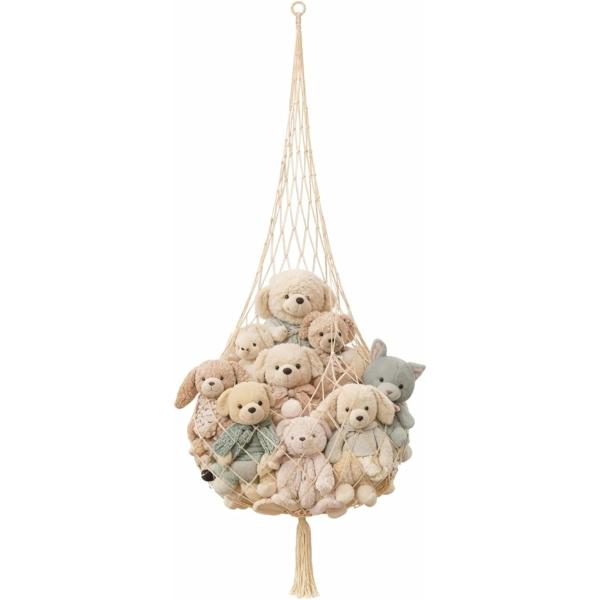 バリエーションコード : 2BRW9JXGI2「床の散らかりを解消」 増え続けるぬいぐるみを壁面へ。床面積を占領せず、お部屋を広く使える「浮かせる収納」の決定版です。「選べる2つのスタイル」 スタイリッシュな「オフホワイト（マクラメ縦型）」...