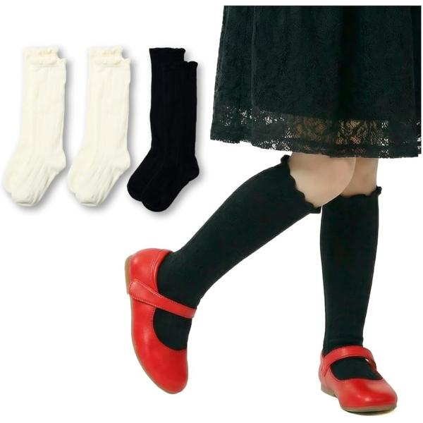 バリエーションコード : 2BURHJU9LI「使いやすい2色セット」白・白・黒のモノトーンカラーが揃った、上品でシンプルなキッズ用ハイソックス3足セット。今日はどの色にする？そんな選ぶ楽しさもプラス。「丈感」ハイソックスらしさを感じられる...