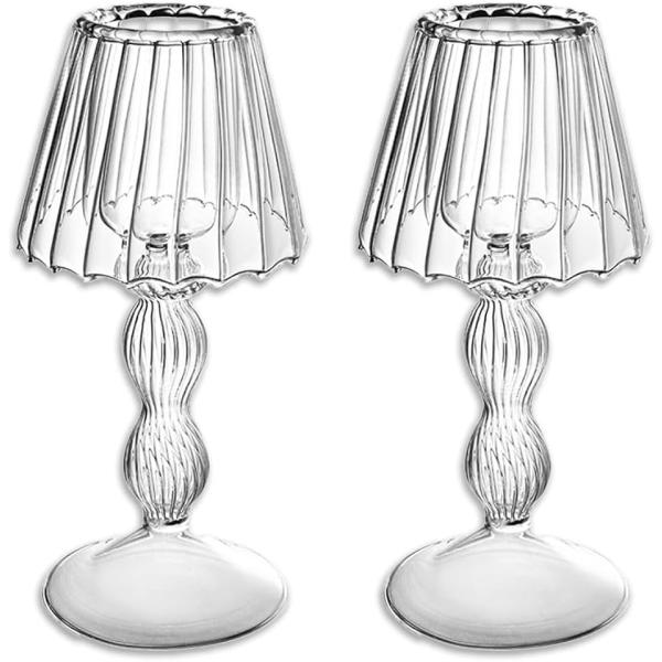 バリエーションコード : 2BU2HV2PG6「ランプシェード型のおしゃれなキャンドルホルダー」アンティークな雰囲気のキャンドルホルダー1個/2個セットです。レトロなテーブルランプや電気スタンドのようなデザインがポイント。「灯りがガラス越し...