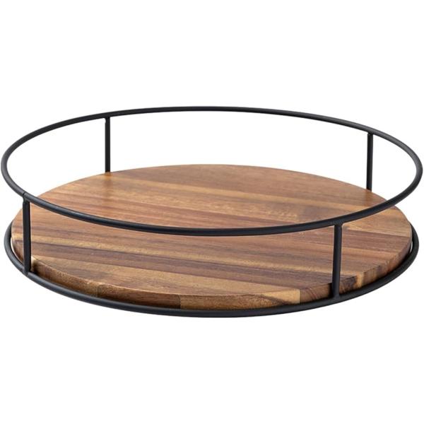 バリエーションコード : 2BU34O3KFW「商品説明」360度回転可能な木製調味料ラック。天然木の温もりとブラックアイアンの組み合わせが、キッチンに洗練されたアクセントを加えます。省スペースで調味料や小瓶をすっきり収納でき、回転式なので...