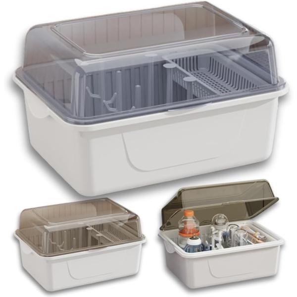 バリエーションコード : 2BU3YXJTUD「カバー付きで衛生的」カバー付きの哺乳瓶ラックは、使用後の哺乳瓶やベビーボトルを清潔に保つのに最適です。ほこりや虫の侵入を防ぎ、水切り後の乾燥状態も衛生的にキープできます。赤ちゃんのためのアイテ...