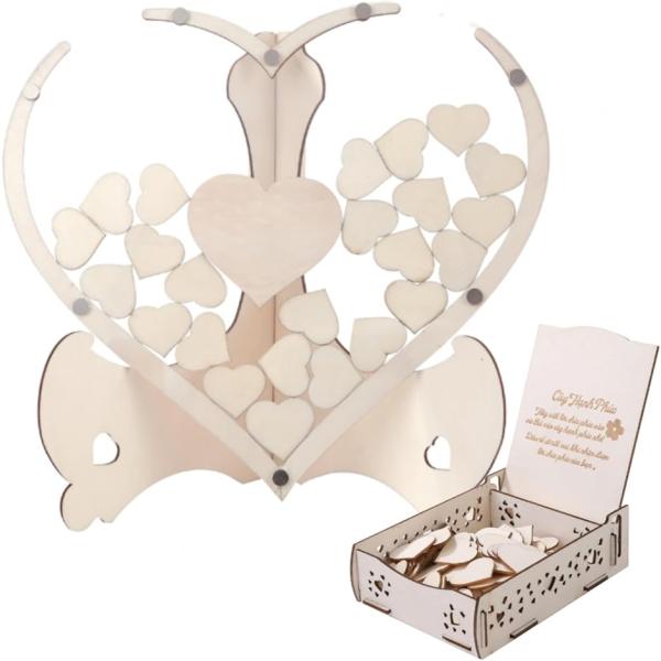 バリエーションコード : 2BU3YXV5G2参加型で思い出に残る結婚証明書：ゲストが木製ハート型チップにメッセージを書いてボードに投入。披露宴やパーティーで心温まる演出ができる参加型の結婚証明書です。おしゃれなハート型ウェルカムボード：温...