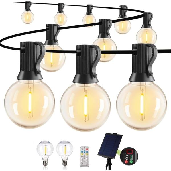 バリエーションコード : 2BUC8J5G3G「2026最新モデル ストリングライト ソーラー」：このLEDライト ストリングには2つの充電方法が搭載されています。ソーラー充電は、コンセントや他の電源を接続することなく充電や点灯ができ、電気...