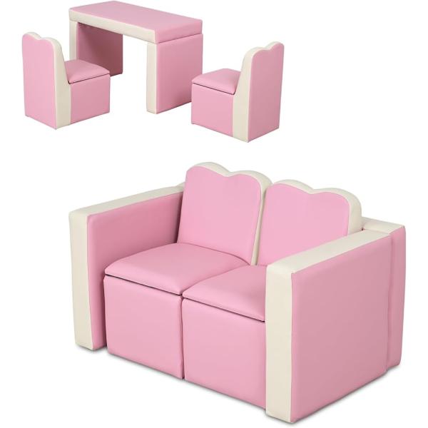 バリエーションコード : 2BUP61ILTF「2点セット＆2way仕様」デスクとチェア の便利な2点セットです。お子様の想像力を育てるをコンセプトに設計した幼児用ソフア ＆ デスク。組み合わせればお子様用のソフアに、2 つに分ければ机と椅...