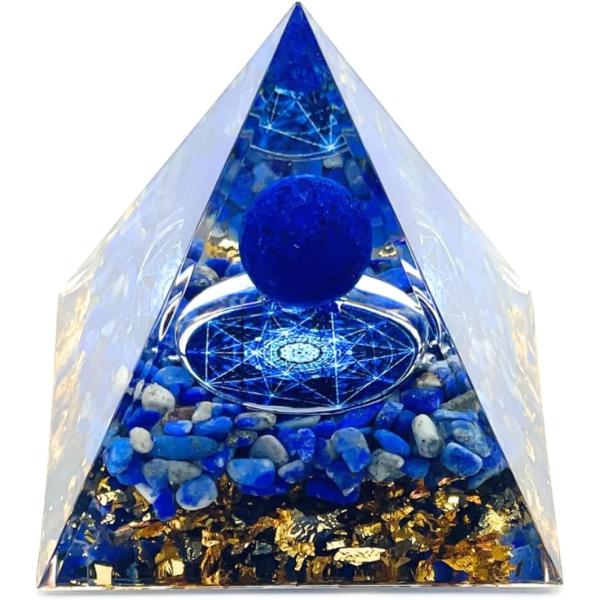バリエーションコード : 2BUD8I2GJH輝くオルゴナイトピラミッドは、ポジティブなエネルギーの源として空間を調和させます。天然素材と樹脂が織りなすこのアイテムは、電磁波などの外的ストレスを整える力を持つと言われています。また幸運を呼び...