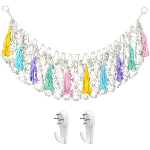 バリエーションコード : 2BUH65THY0「デザイン性の高いぬいぐるみ収納」上質なコットンロープを丁寧に手編みしたハンモックは手作業で編み上げた繊細な網目模様が特徴で、温かみのあるお部屋に仕上がります。ナチュラルデザインのためどんなイン...