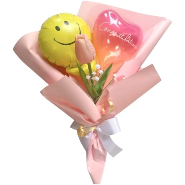 バリエーションコード : 2BU5FTC229「Candy Flower March」スマイルCongratulations/春のお祝いブーケ　卒業・入学のお祝いにかわいらしいスマイルバルーンが特徴ですお祝いのシーンにぴったりのブーケですバ...