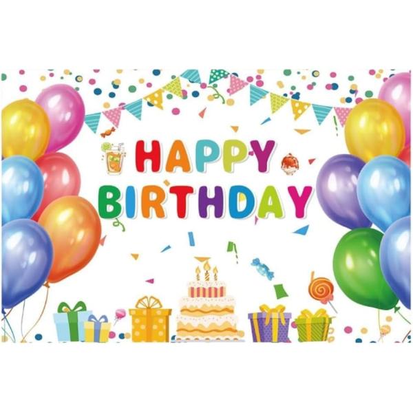 「風船＆ケーキ　誕生日を華やかに彩る」おしゃれでかわいい、清潔感のあるホワイトを基調にしたバースデータペストリー。お子様の誕生日を彩る便利なデコレーションアイテム。壁やカーテンレールに取付ければお部屋の雰囲気も華やかに。「大判サイズで写真映...