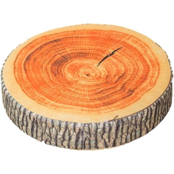 サイズ：直径 40cm x 厚み 7cm　重さ300g素材：ポリエステルカバー、ウレタンスポンジ木の年輪やヒビ割れまで丁寧に再現されたリアルなデザインです。座布団や腰当てとしてはもちろん、ペットのくつろぎスペースにもぴったりです。中材は軽量...